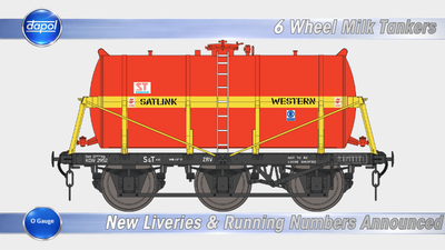 New O Gauge Milk Tanker Liveries and Running Numbers Announced– Dapol